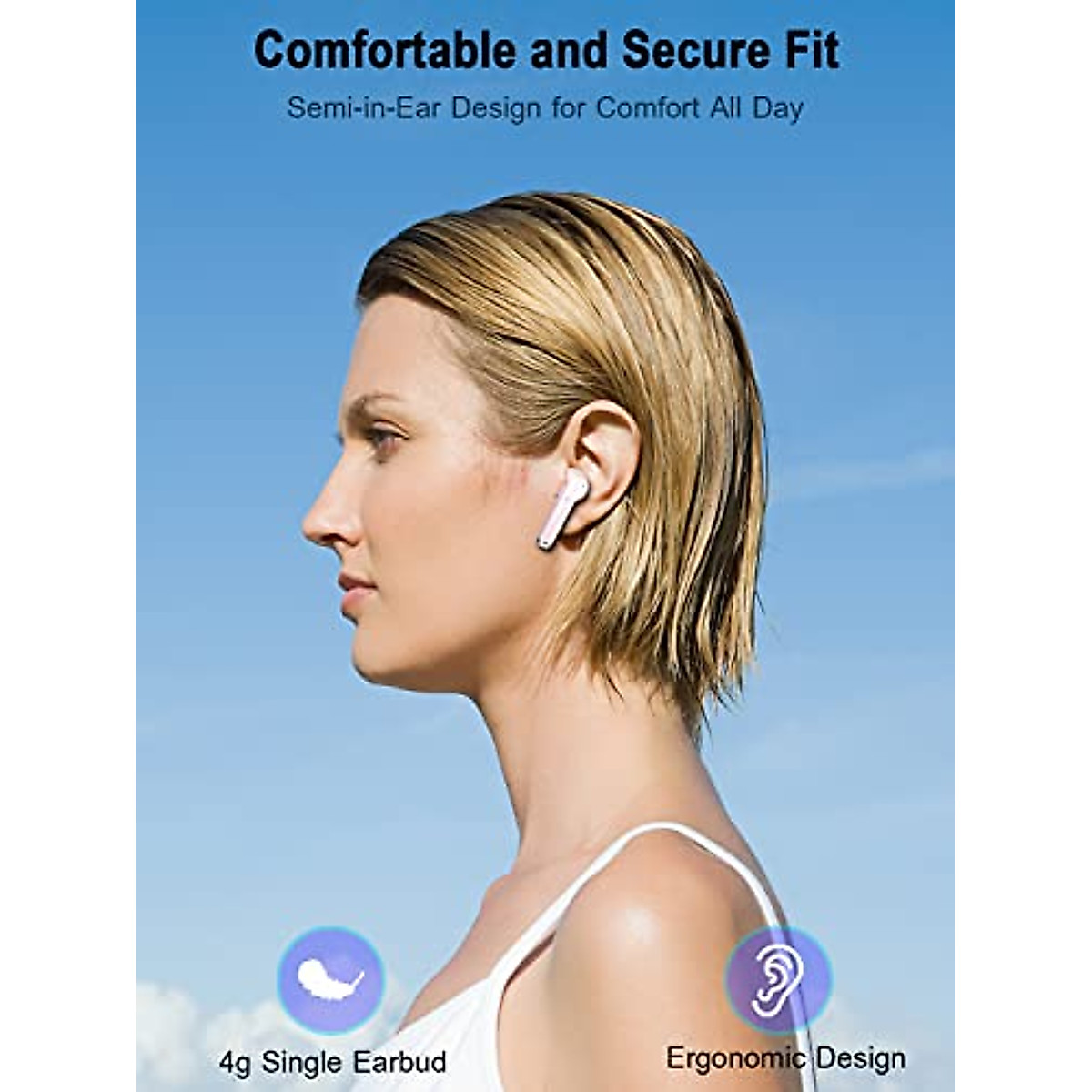 GCBIG Wireless Earbud, Bluetooth 5.3 Headphones with 4 ENC Mics, Wireless Headphones in Ear with 25H Playtime Noise Cancelling, IP7 Waterproof Bluetooth Earphones HiFi for Android iOS, USB C, Pink