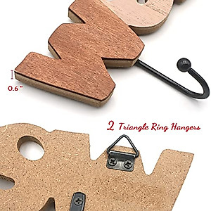 SELEAD Wooden Welcome Letter Sign with 3 Hooks - Wall Hanging Key Holder for Front Door, Entryway, Farmhouse, Rustic Home Decor Cute Cutout Bee