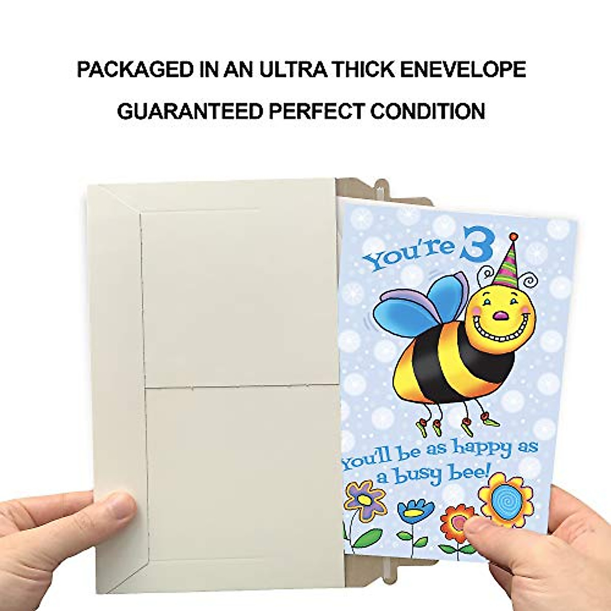 Happy 3rd(Third) Birthday Greeting Card For Boy or Girl | Made in America | Eco-Friendly | Thick Card Stock with Premium Envelope 5in x 7.75in | Packaged in Protective Mailer | Prime Greetings