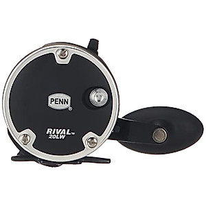 PENN Rival Level Wind Conventional Boat Fishing Reel, HT-100 Star Drag, Max of 15lb | 6.8kg, Forged and Machined Aluminum Spool, RIV20LW, Black