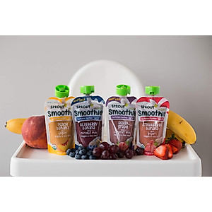 Sprout Organic Toddler Smoothie, Strawberry Banana w/ Yogurt, 4 Ounce Pouch (Pack of 6)
