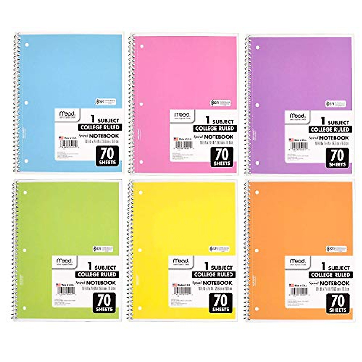 Mead Spiral Notebook, Pack of 18, 1 Subject College Ruled Spiral Bound, Pastel Color School Notebooks Included, 70 Pages…