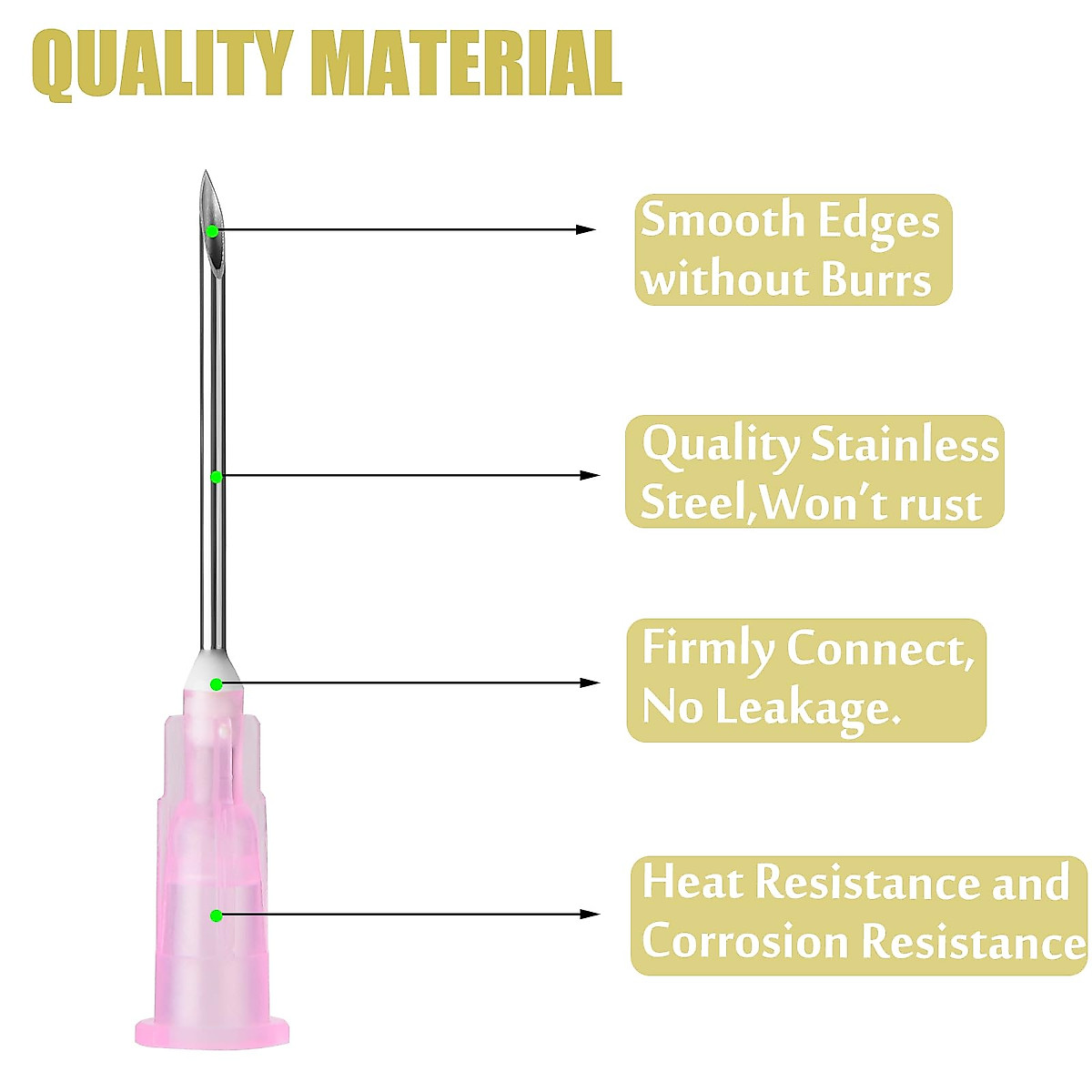 100 Pack 18Ga 1 Inch Disposable Needle Luer Lock Industrial Dispensing Accessories,Individual Package Lab Tools for Refilling Liquid,Inks