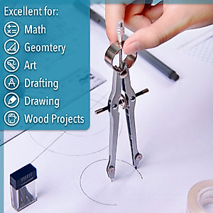 Mr. Pen- Professional Compass for Geometry, Extra Lead, Metal Compass, Compass, Compass Drawing Tool, Drawing Compass, Drafting Compass, Compass for Students, Compass for Woodworking, Compass Geometry