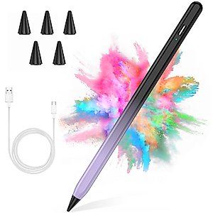 ​​​Stylus Pen for iPad 2018-2023 with Palm Rejection, Active Pencil for iPads 10th/9th/8th/7th/6th Gen, for iPad Pro11/12.9 inch, for iPads Air 5th/4th/3th, for iPad Mini 6th/5th Gen(Black and Purple)