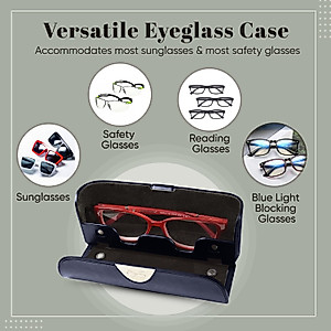EYECARRY Deep Navy Eyeglasses Case, Soft Vegan Leather Glasses Holder, Patented Open Face Design For Easy One-Handed Access, Hard Shell Case For Men or Women Sunglasses, Reading Glasses & More