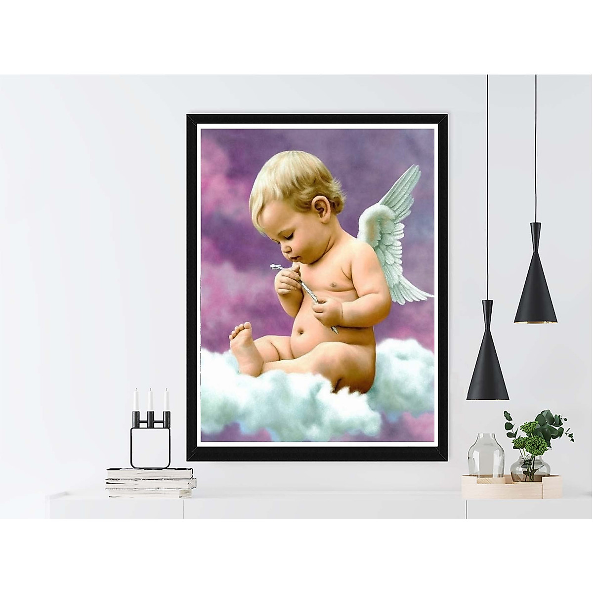 VAIIEYO Diamond Art Kits for Adults Angel Baby, Diamond Painting Cloud, Full Drill Round Rhinestone Craft Canvas for Home Wall Decor Gift 12x16 inch