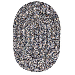 Super Area Rugs Rustic Farmhouse Living Indoor/Outdoor Reversible Braided Rug - Made in USA - Blue Mix 4' X 6' Oval