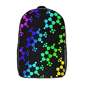 Caffeine Molecule Travel Backpack Casual 17 Inch Large Daypack Shoulder Bag with Adjustable Shoulder Straps