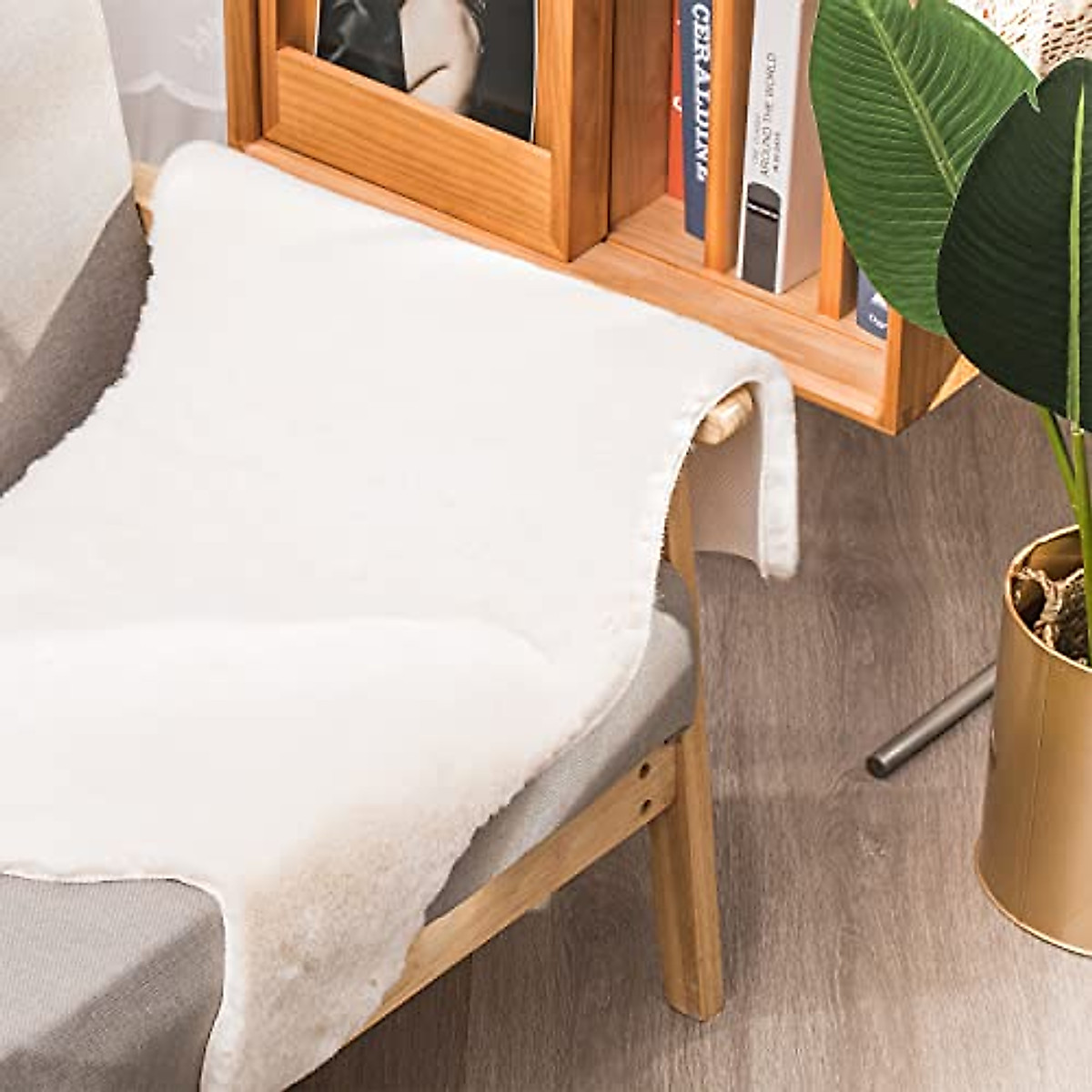 HYSEAS Luxurious Faux Rabbit Fur Rug, 2x3 Feet Faux Fur Area Rug Ultra Soft Fluffy Plush Shaggy Carpet Throw Area Rug for Floor, Sofa, Bedroom, Living Room, Home Decoration, White