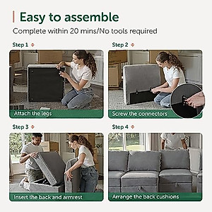 HONBAY Oversized Sectional Sofa with Wide Chaise Reversible Sectional Modular Sofa Couch with Ottomans U Shaped Corner Sectional with Storage for Living Room, Office, Spacious Space,Grey