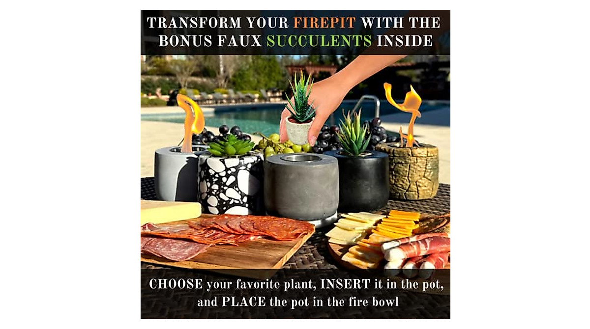 Denali Firebowls Tabletop Firepit for S'mores & Plants | Midnight Black