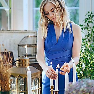 RAMBUE White Dinner Table Candle 9.5 inch Long Dripless Smokeless Burn 8 Hours in Your Candlesticks -10 Pack Candles