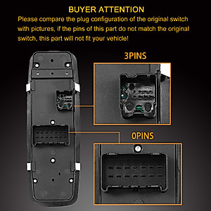 Master Power Window Switch Front Left Driver Side | 3 PINS + 0 PIN | Replacement for 2008-2009 Chrysler Town & Country Dodge Grand Caravan | Replaces# 4602535AG, 4602535AF, 4602535AC, 901-401R