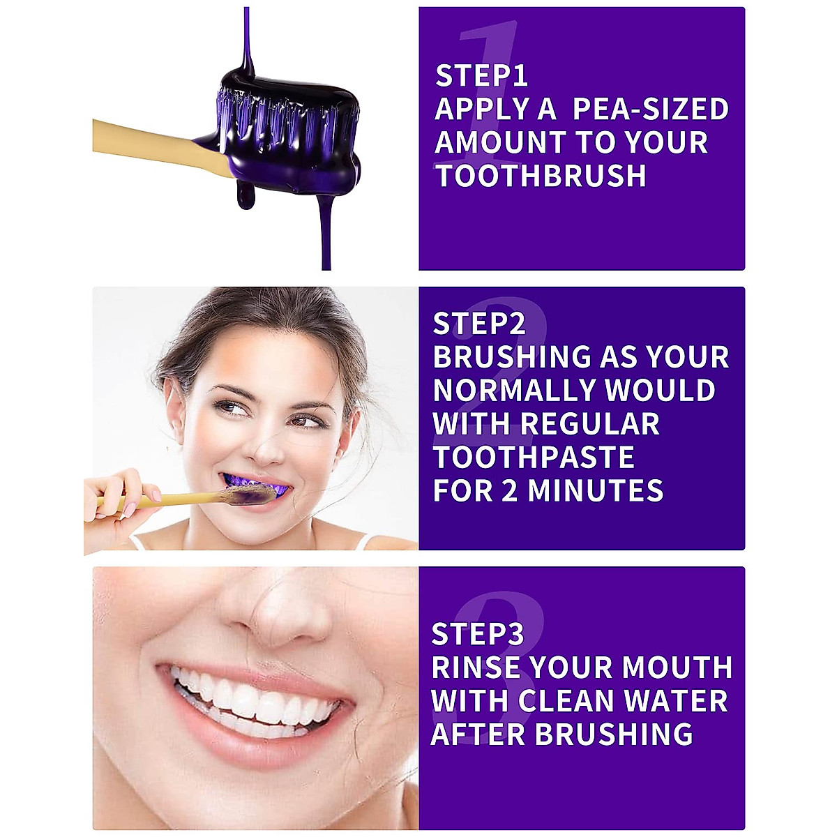 Dental Purple Toothpaste for Teeth Whitening, Tooth Stain Removal, Tooth Paint Booster for Brightness and Reduce Yellowing