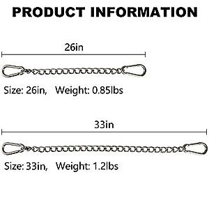 SFEEXUN Hanging Chair Chain with Carabiners, Heavy Duty 660LBS Capacity Stainless Steel Hanging Kits for Punching Bags Hammocks (Silver, 24)