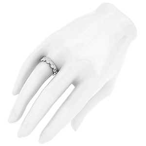 Sterling Silver Vintage Milgrain Eternity Band Simulated Diamond Ring Crown Wedding Band For Women (6)