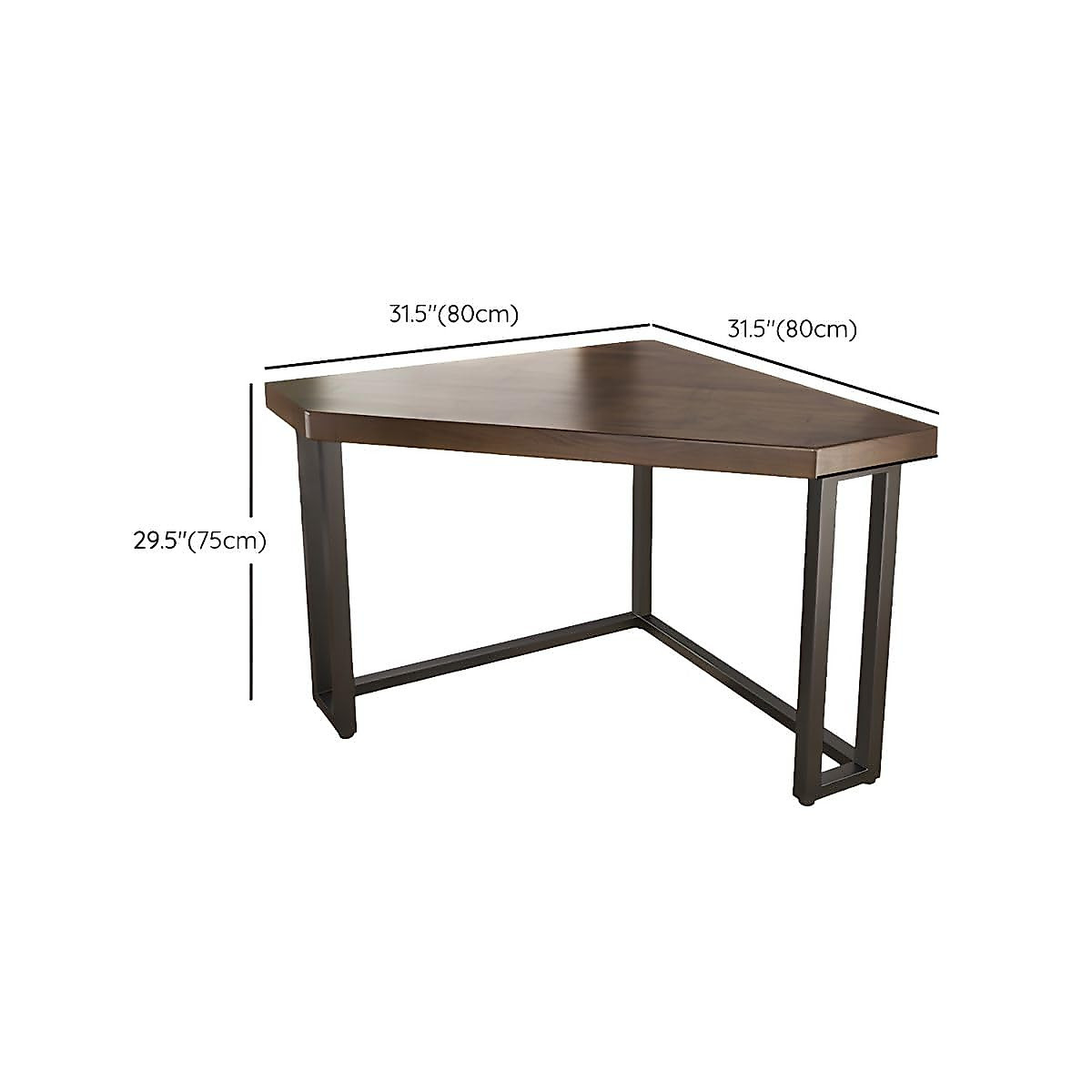 RUNNUP Modern Solid Wood Corner Desk Space Saving Small Desk Simple Computer Desk for Living Room, Bedroom, or Home Office, 31.5" L x 31.5" W x 29.5" H Triangle Without Chairs