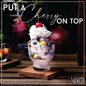 Vikko Dessert Bowls, Set of 6 Decorative Glass Ice Cream Cups, 5.5 Ounce Glass Dish for Dessert, Candy, Fruit Cup, Dishwasher Safe