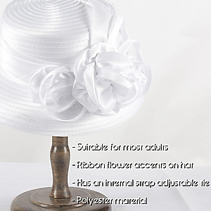 VECRY Womens Church Baptism Wedding Cloche Hat Tea Party Derby Dress Bowler Hats (White)