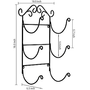 MyGift Wall Mounted Black Metal Towel Rack Holder with Scrollwork Design fits Rolled Beach Towels, Bath Towels, Hand Towels and Linen, 3 Tier Decorative Towel Holder for Home, Spa and Salon