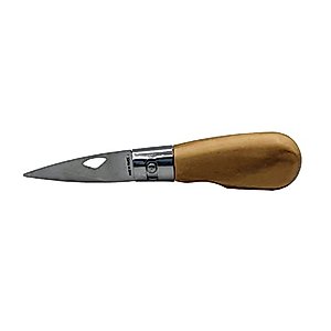 Clermont Coutellerie Premium Stainless Steel Folding Oyster Knife Shuckers With Olivewood Handle & Stainless Steel Bolster, 2-1/4-in, 100% Made in France
