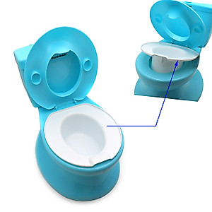 HTTMT- Classic Portable Blue Realistic Toddler Potty Training Toilet w/Flushing Sound Baby Chair Seat Kid [P/N: ET-BABY004-BLUE]