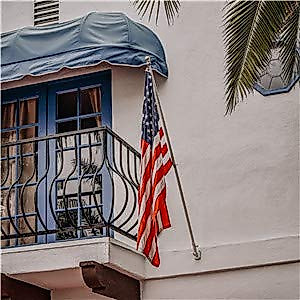 Flag Pole with Bracket,5FT/6FT Flagpole Kit American Flag with Pole Holder Mounting Bracket Stainless Steel Heavy Duty for Garden Yard Truck Boat Rustproof (6FT, Black Flag Pole With Black Bracket)