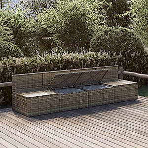 vidaXL Patio Furniture Set 4 Piece, Lounge Sofa Set for Porch Deck Garden, Outdoor Furniture Set with Cushions, Outdoor Sofa, Gray Poly Rattan