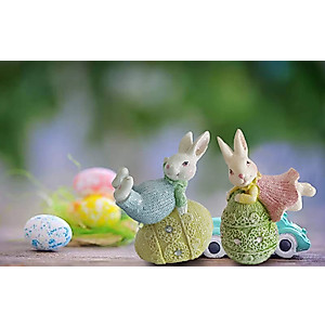 LEFOUND Easter Accessories Easter Rabbit Figurine Spring Decor for Home,Polyresin,Pink