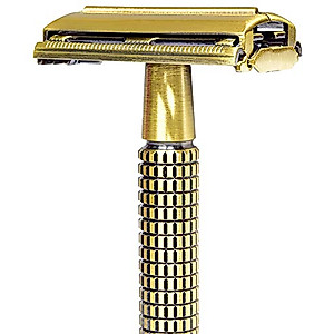 Seki Japan Double Edge Butterfly Open Safety Razor, Heavy Duty Bronze Brass Hard Chromium, 3.14inch Long Handle