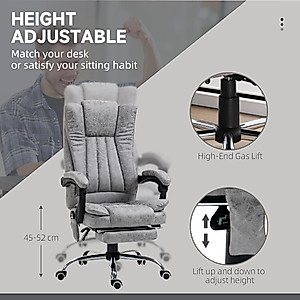 Vinsetto Microfiber Office Chair, High Back Computer Chair with 6 Point Massage, Heat, Adjustable Height and Retractable Footrest, Grey