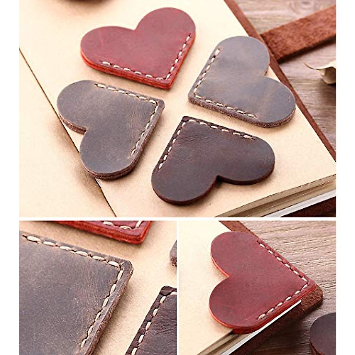 Vintage Leather Heart Bookmark - Retro Book Page Corner Marker
