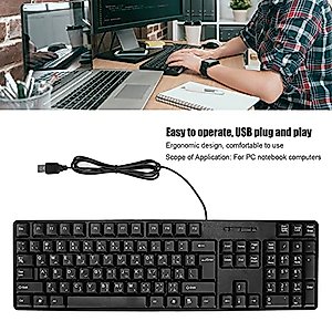 Qinlorgo Wired Keyboard, Comfortable Gaming Keyboard ‑Proof Wear‑Resistant for Home