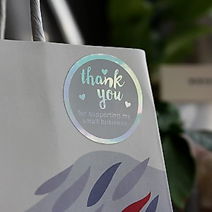 Thank You Stickers Roll 500 Pcs Round Thank You for Supporting My Small Business Stickers 1.5 Inch Thank You Labels for Business