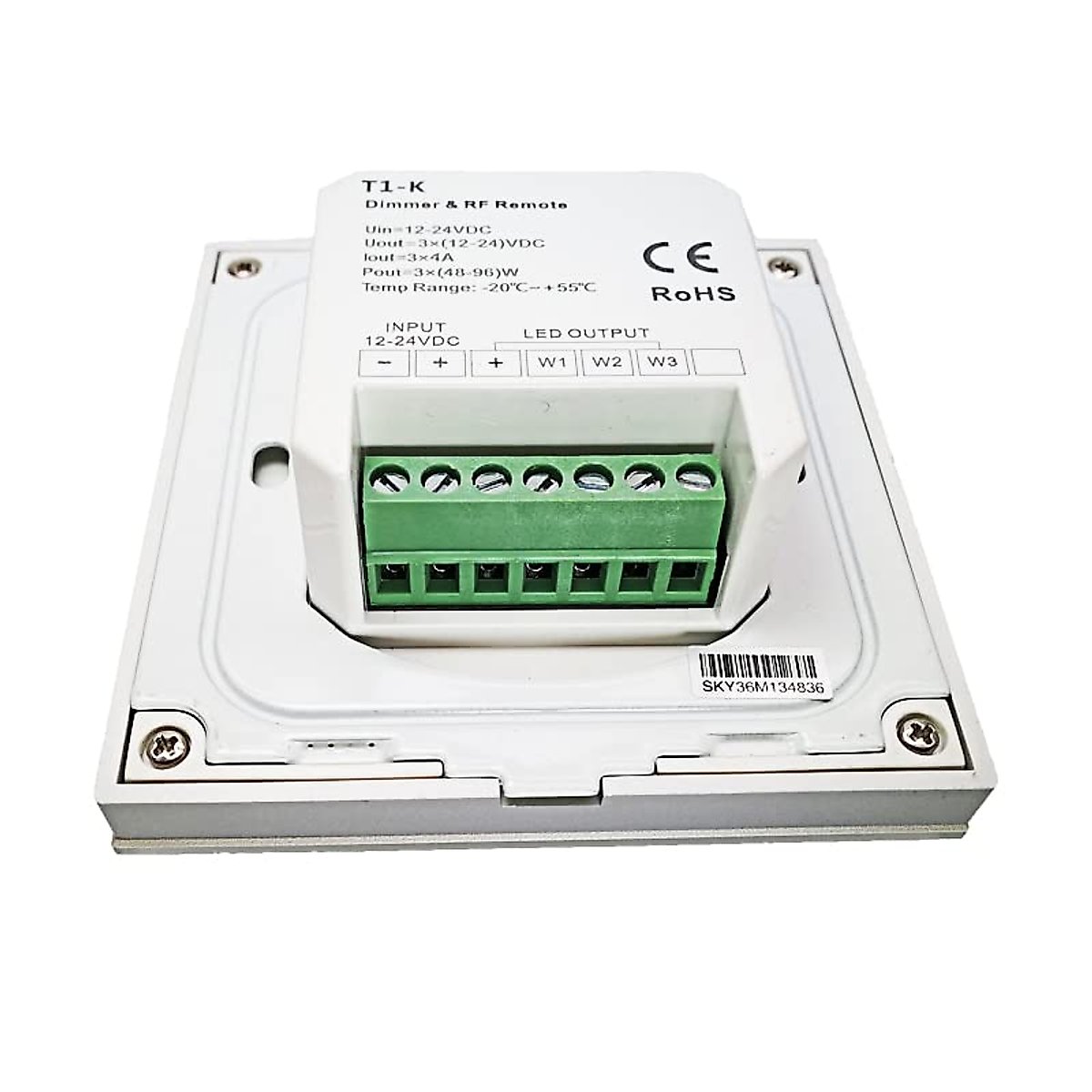 LAZIRO Led Strip Dimmer DC 12-24V Input 4A*3CH 12A Output Single String Dimming Wall Mounted Manual Rotary Knob Led Dimmer T1-K