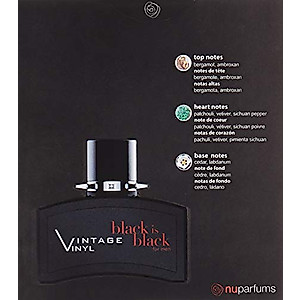 Nu Parfums Black Is Black Vintage Vinyl Eau de Toilette Spray for Men, 3.4 Ounce