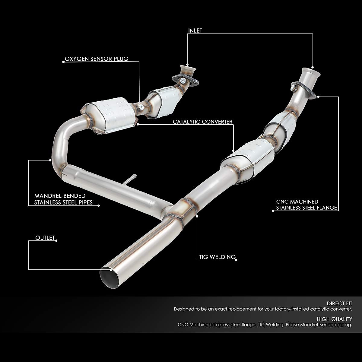 DNA MOTORING Factory Style Catalytic Converter Exhaust Y-Pipe Replacement Compatible with 04-06 F150 / 2006 Mark LT 5.4 4WD Only, OEM-CONV-026