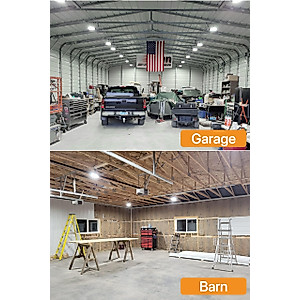 Pvilub High Bay LED Shop Lights: 150W 21000LM UFO LED High Bay Light with US Plug, 120-277V, IP65 Commercial Bay Lighting, High Bay LED Lights for Garage Workshop Warehouse Factory Barn 2PACK