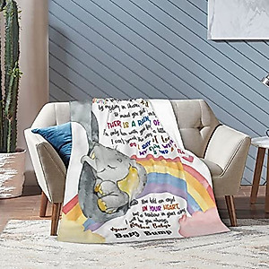 Personalized Hi Mommy & Daddy Elephant & Rainbow Blanket Gift for First Time Mommy First Time Dad
