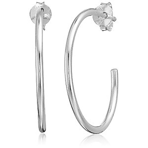 Amazon Essentials Sterling Silver Lightweight Polished 35mm C-Hoop Earrings, (previously Amazon Collection)