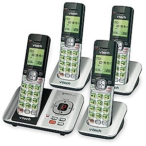 VTech CS6529-4 DECT 6.0 Phone Answering System with Caller ID/Call Waiting, 4 Cordless Handsets, Silver/Black