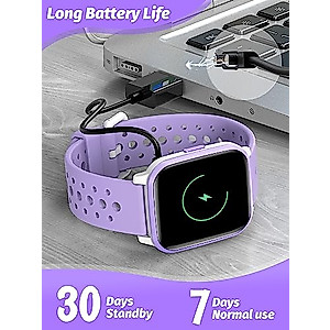 Butele Kids Smart Watch Girls Boys, Smart Watch for Kids Game Smart Watch Gifts for 4-16 Years Old with Sleep Mode 20 Sports Modes 5 Games Pedometer Birthday Gift for Boys Girls (Purple)