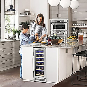 ROVRAk Wine Cooler Refrigerator 15 Inch 32 Bottle, Frost Free with Digital Temperature Control, Compressor Wine Cooler for Built-in or Freestanding