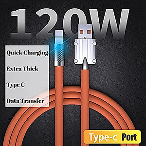 SoutinPro C USB Cable – 120W Extra Thick Data Transferring and Charging Cable for Smartphone and Tablet – Zinc Alloy and Silicone Phone Charger Type C Cable and Quick Transferring – For Samsung Galaxy