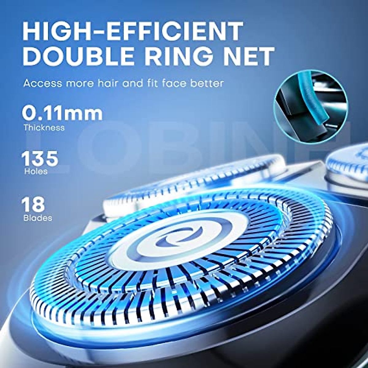 Men's Electric Shaver - LOBINH 3D Rechargeable Waterproof IPX7 Wet & Dry Shaving Electric Razor Rotary Shaver for Men with Pop-up Sideburn Trimmer,1 Hour Fast Charging, LCD Power Indicator - PA188