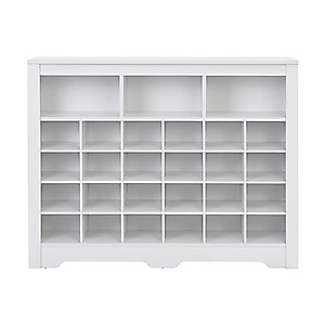 Goohome Sleek Design 24 Shoe Cubby Console, Modern 5-Tier Storage Shoe Cabinet with Curved Base, Versatile Sideboard for Hallway, Bedroom, Living Room, Space-Saving