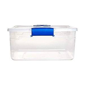 HOMZ Heavy Duty Modular Stackable Storage Bins, Containers with Latching Handles and Snap Lids for Home, Office, and Garage Organization, 15.5 Quart Capacity, Clear, 12 Pack