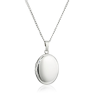Amazon Essentials Sterling Silver Polished Oval Locket Necklace, 18" (previously Amazon Collection)