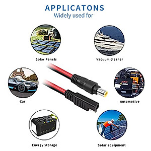 Solar Connector and to DC8mm Adapter Cable YACESJAO 1M 14 AWG SAE Plug to DC 8mm Male Cable for Solar Generator Automotive RV Solar Battery Panel